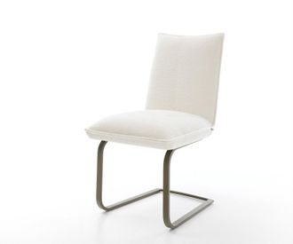 DELIFE Freischwinger Lelio-Flex Boucl&eacute; Soft Beige Freischwinger flach Effektfinish Titan Taschenfederkern, Esszimmerst&uuml;hle
