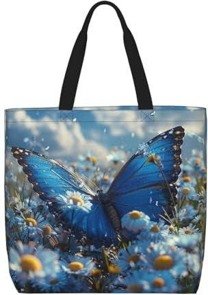 Generic Papillon Bleu Et Nuages Sac Courses L&eacute;ger Sacs De Courses D&eacute;contract&eacute; Sac Fourre Tout Pour Universit&eacute; Gym Voyage