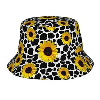 Generic Anti-UV Chapeau de Soleil Motif de Vache Tournesol Chapeaux de Visière Imprimé Bonnet de Soleil pour Hommes Chasse Plage