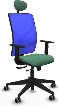 Piqueras y Crespo Idealer Arbeitsstuhl mit 1D-Armen, h&ouml;henverstellbarer Lendenwirbelst&uuml;tze und festem Kopfteil, ausgestattet mit Syncro/Traslack und Schneideschaum, Bla