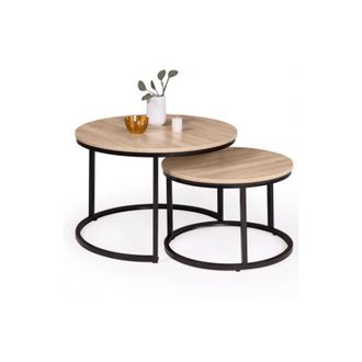 IDMarket Idmarket - Set aus 2 Couchtischen detroit rund 54/70 Industriedesign