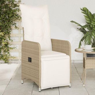 vidaXL Gartensessel mit Kissen Verstellbar Beige Poly Rattan - Vidaxl