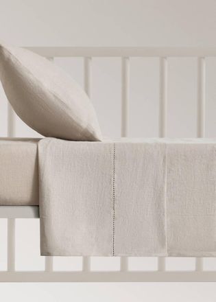 Mango Drap plat berceau lin lav&eacute; ajour&eacute; marron moyen - Home - 100x150cm - MANGO HOME