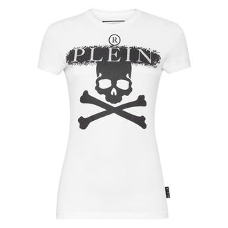 Philipp Plein Femme, Tops, Blanc, Taille: 42 FR T-Shirt Col Rond