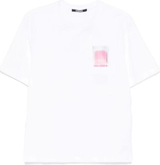 Jacquemus Homme, Tops, Blanc, Taille: S T-shirt Blanc avec Logo Imprim&eacute;