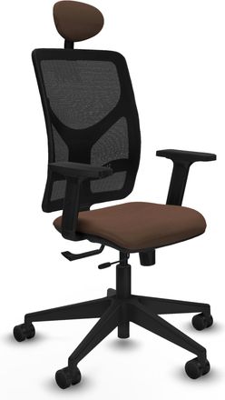 Piqueras y Crespo B&uuml;rostuhl mit 2D-Armlehnen, h&ouml;henverstellbarer Lendenwirbelst&uuml;tze und festem Kopfteil, ausgestattet mit Syncro/Traslack und Schneideschaum, Schwarz/Du