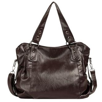 Generic Sac &agrave; bandouli&egrave;re en cuir synth&eacute;tique de grande capacit&eacute; avec rivets sous les bras pour femme, travail, shopping, voyage, caf&eacute;, 1.57x11.42x5.51inch