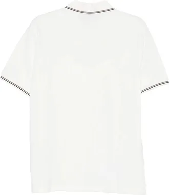 Emporio Armani Logo-Embroidered Striped Trim Polo - White