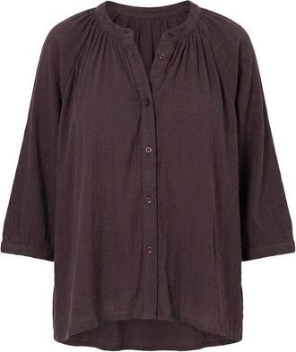 Ulla Popken Longbluse Krepp-Bluse oversized Stehkragen 3/4-Raglanarm
