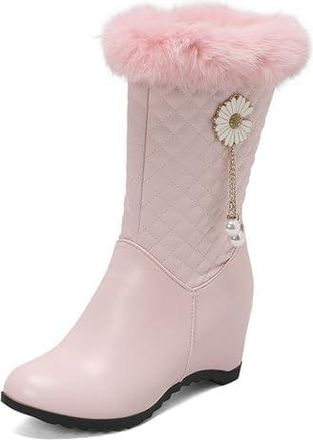 Generic Bottes de neige dhiver &agrave; bout rond cach&eacute; &agrave; talon compens&eacute; avec fermeture &eacute;clair lat&eacute;rale pour femme, rose, 39.5 EU