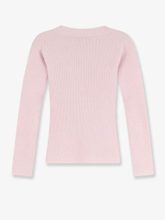 Max Mara Womens Ribbed Wool And Cashmere Cardigan Pink Sweater