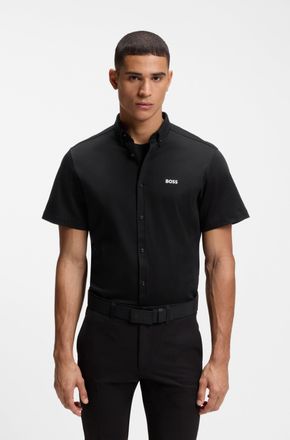 Boss Green by Hugo Boss Kurzarmhemd BOSS GREEN Motion S, Herren, Gr. XXL, N-Gr, schwarz (schwarz002), Jersey, Obermaterial: 100% Baumwolle, unifarben, regular fit normal, Run