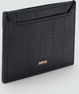 Mango Porte-cartes textur&eacute; noir - Femme - Taille unique - MANGO
