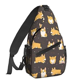 Generic Corgi Kawaii, Chien Mignon Sac Poitrine Antivol Sling Bag Multifonctionnel Sac Banane Pour Femme Shopping Sport