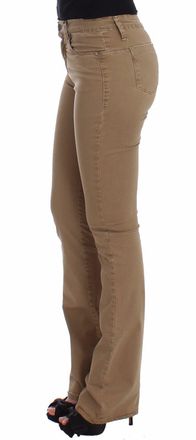 Costume National Womens Beige Straight Leg Denim Pants Stretch Jeans Cotton