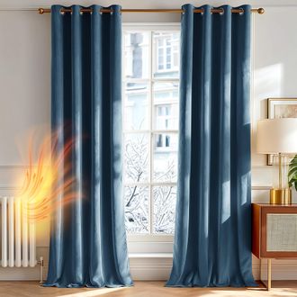 Deconovo Samtvorhang Blickdicht Gardinen mit &Ouml;sen Velvet Vorh&auml;nge Samt Verdunkelungsvorhang f&uuml;r Wohnzimmer Schlafzimmer Vorhang Verdunkelung, H290 x B140 cm, B