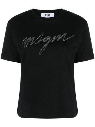 Msgm t-shirt en coton à logo appliqué - Noir