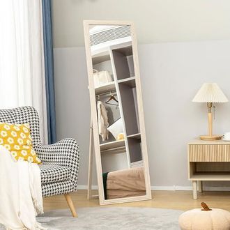 HOMCOM Ganzk&ouml;rperspiegel 160 x 50 cm Rechteckig Standspiegel mit Steinoptik, Splitterfrei Wandspiegel zum Anlehnen, Stehen, Spiegel f&uuml;r Wohnzimmer, Schlafzim