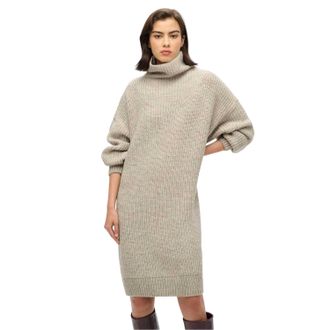 Superdry Strickkleid f&uuml;r Damen, Rollkragen, Jerseyware (Hellgrau)