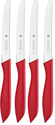 WMF Fr&uuml;hst&uuml;cksmesser Set 2-teilig, 23 cm, Br&ouml;tchenmesser Wellenschliff, Brotzeitmesser, Spezialklingenstahl, Kunststoffgriff, rot (Packung mit 2)