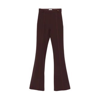 Elisabetta Franchi Femme, Pantalons, Brun, Taille: 42 FR Pantalon en cr&ecirc;pe stretch double &eacute;paisseur