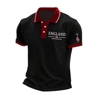 Generic Polo classique &agrave; manches courtes pour homme avec drapeau britannique, confortable, respirant, m&eacute;lange de tricot, chemise boutonn&eacute;e d&eacute;contract&eacute;e pour l