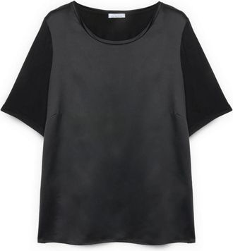Fiorella Rubino Femme, Tops, Noir, Taille: 38 FR T-shirt bi-mati&egrave;re &agrave; encolure ronde