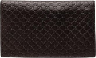 Gucci Portefeuille pr&eacute;-poss&eacute;d&eacute; en cuir gaufr&eacute; - Femme - Pre-owned - Brun - Taille: ONE Size