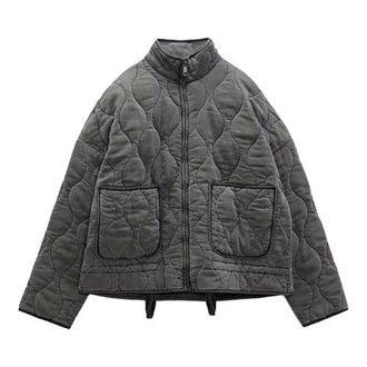 Generic Veste matelass&eacute;e surdimensionn&eacute;e pour femme avec fermeture &eacute;clair et col montant - Manteau dhiver l&eacute;ger et d&eacute;contract&eacute; - Rembourr&eacute; - Chaud, gris fonc&eacute;