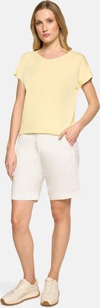 Betty Barclay Kurzarmshirt BETTY BARCLAY Damen mit V-Ausschnitt, Damen, Gr. 38, mellow gelb, Jersey, Obermaterial: 95% Viskose, 5% Elasthan, loose fit normal, V-Aus