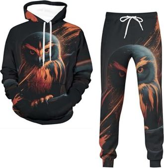 Generic Surv&ecirc;tement animal 3D pour homme - Ensemble surv&ecirc;tement imprim&eacute; 3D - Sweat &agrave; capuche + pantalon de surv&ecirc;tement - Combinaison deux pi&egrave;ces - Avec lions 