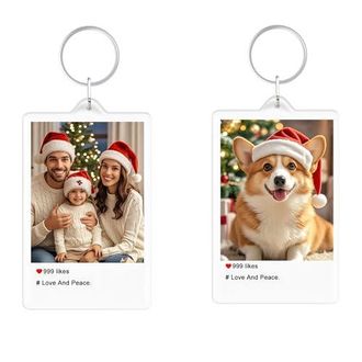 Generic Porte Clef Personnalisable avec Photo et Texte, Porte Photo Musique, Porte Clef Femme Homme, Porte Clef Couple, Cadeau Personnalis&eacute;, Cadeaux Noel, Cad