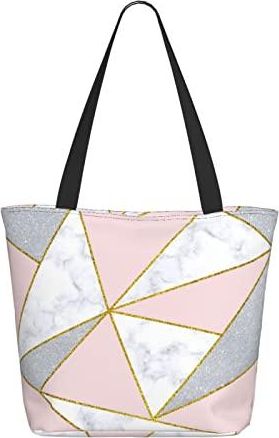 AOOEDM Rose Gold Pink Geometry Marble Ladies Shopping Bag 13x11x7in.Le cadeau parfait pour la Saint-Valentin.Cest de la Saint-Valentin pour maman, fille, &eacute;po