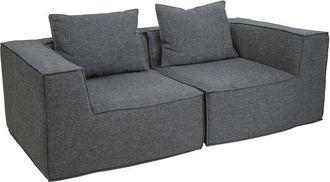 Hhg Neuwertig] 2er-Sofa/Zubeh&ouml;r f&uuml;r Sofa HHG 397, Couch 2-Sitzer Loungesofa, modular Stoff/Textil (300g/m&sup2;) 63x194x97cm dunkelgrau