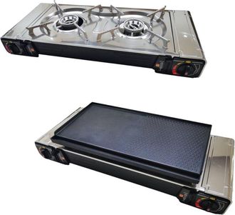 Incasa PACK INCASA R&eacute;chaud &agrave; gaz portable + Plancha / Grill pour r&eacute;chaud &agrave; gaz