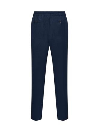 Etro Mens Blue Wool And Linen Jogger Trousers