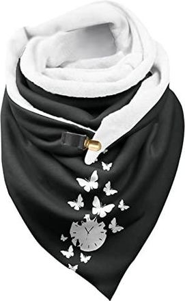 Generic &Eacute;charpe courte et chaude pour femme avec imprim&eacute; plumes, D, Taille unique