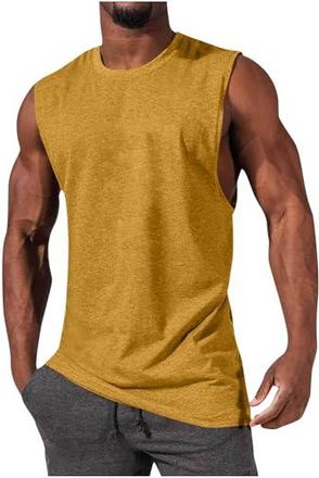 Generic D&eacute;bardeur &agrave; manches courtes pour homme - Maillot de corps extensible et confortable - En coton - Coupe droite - Pour entra&icirc;nement - Bodybuilding - Fit