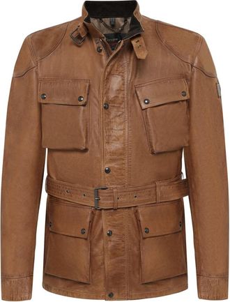 Belstaff Trialmaster Panther Lederjacke mit aufgesetzten Taschen und Tailleng&uuml;rtel in