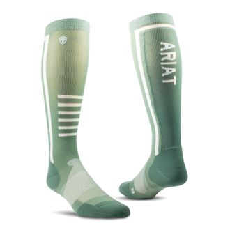 Ariat TEK Slimline Performance Socks in Lily Pad Duck Green, Size OS