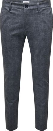 Only & Sons O&S Stoffhose Chino Elegante Business Pants Karierte Stretch Trousers Slim Fit Tapered Leg ONSMARK, Farben:Blau,Größe-Hosen:W34 L30,Z - Länge L30/32/3