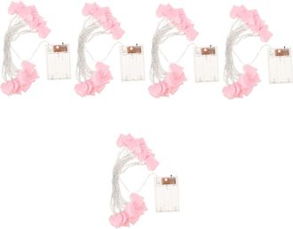 Garneck 5 Stück Schnur Liebe Lichterkette Lichterketten Valentinstag Lichterkette Herz Indoor- Herzförmige Rosa Drinnen Batterie Mädchen Stoff