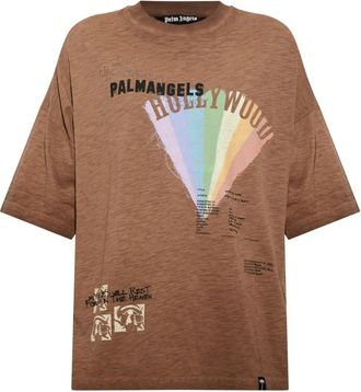 Palm Angels Baumwoll-T-Shirt mit Print - - Tops - Herren - Braun - L