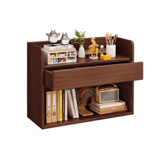 Generic Schreibtisch Regalaufsatz mit Schubladen 50 cm Höhe Tischregal Schreibtisch Holz Hohe Tragkraft Schreibtischregal Klein Platzsparend für Home Office(4