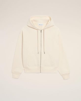Ami Hoodie Zipp&eacute; Blanc Ami De Coeur Emboss&eacute; en Coton Blanc - XXXL - Unisex