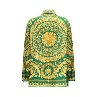 Versace Womens Bicolor Silk Pattern Shirt