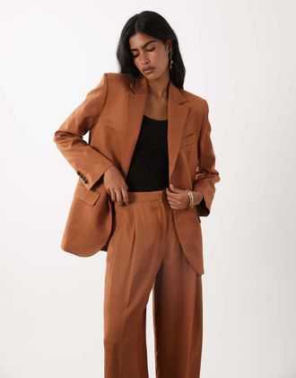 Mango Minesota - Eleganter Blazer aus Leinenmix in Rost, Kombiteil-Kupfer
