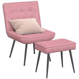 vidaXL Relaxsessel mit Hocker Rosa Samt Vidaxl