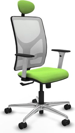 Piqueras y Crespo B&uuml;rostuhl mit wei&szlig;en und schwarzen Armlehnen, h&ouml;henverstellbare Lendenwirbelst&uuml;tze und festes Kopfteil, ausgestattet mit 3 Positionen, Wei&szlig;/Pistazie