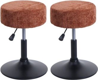 Hhg neuwertig] 2er-Set Hocker 883, Sitzhocker, h&ouml;henverstellbar drehbar &oslash; 37cm Stoff Chenille (465g/m&sup2;) mvg terrakotta